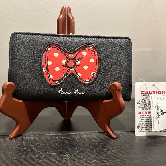 Disney | Bags | Disney Authentic Original Minnie Mouse Bow Wallet ...